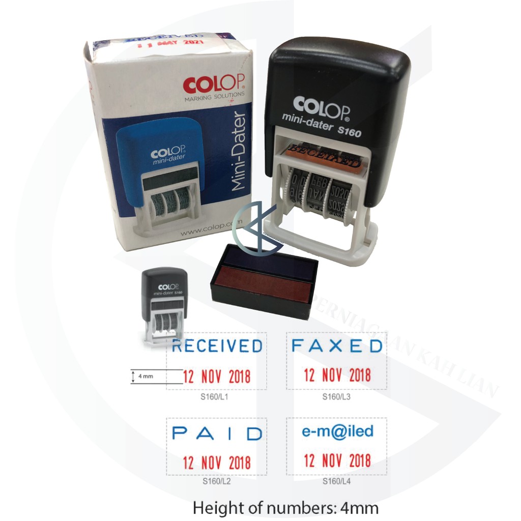 COLOP Mini Dater Stamp Chop Self-inking PAID RECEIVED FAXED @emailed S160 | Shopee Malaysia