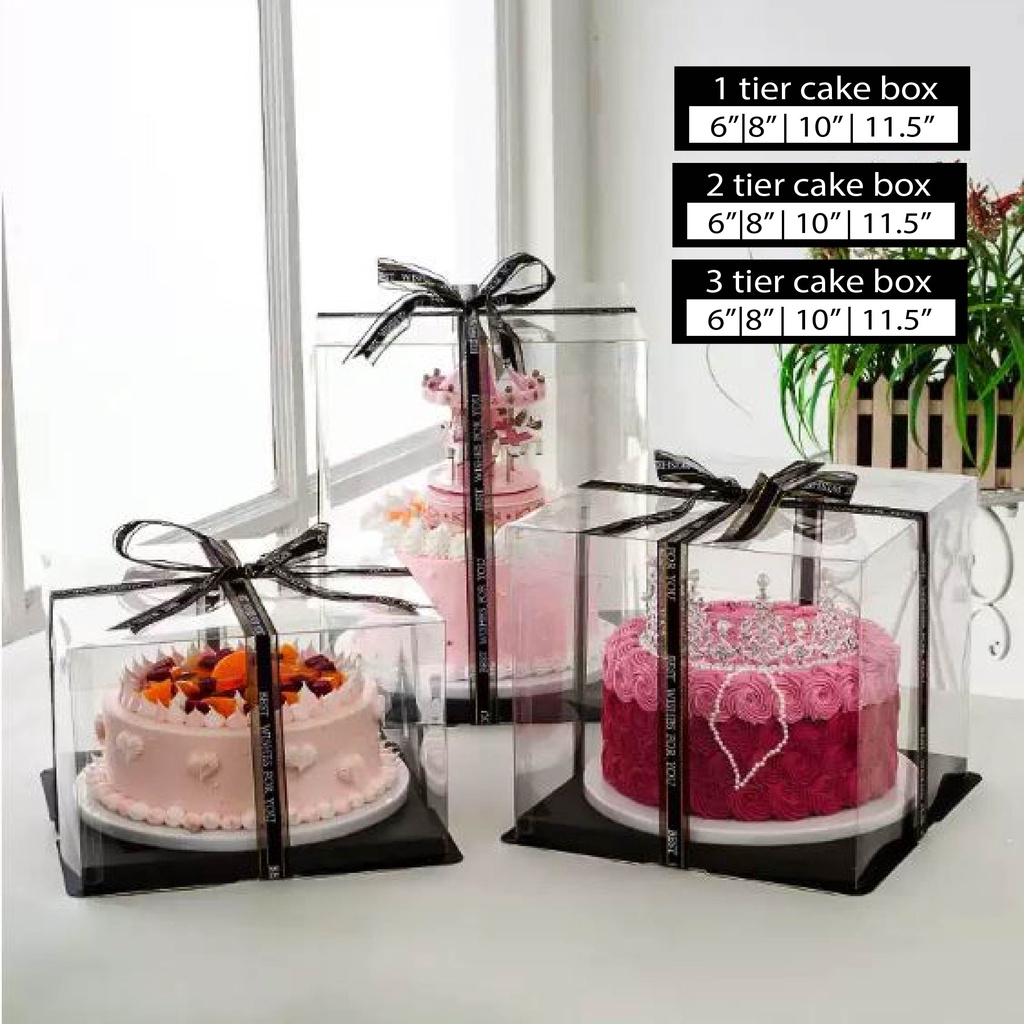 Transparent Cake Box 6/8/10/11.5inch Heighten Kotak Hantaran Kotak Kek ...