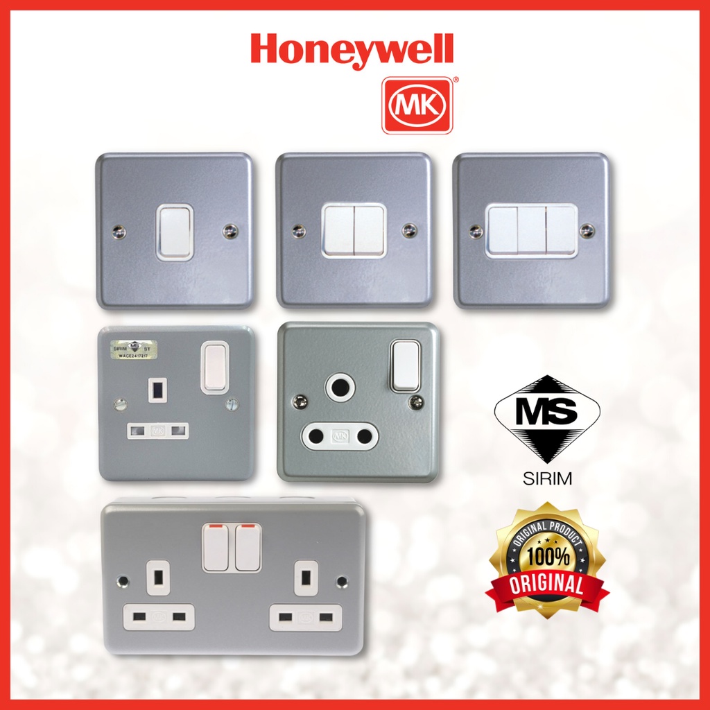 MK Metal Clad 1 Way 2 Way 10A Switches / 13A 15A Switch Socket Outlet ...