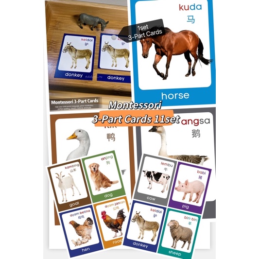 ababe Montessori Animal Match Miniature Farm Animal Toy Figurines with ...