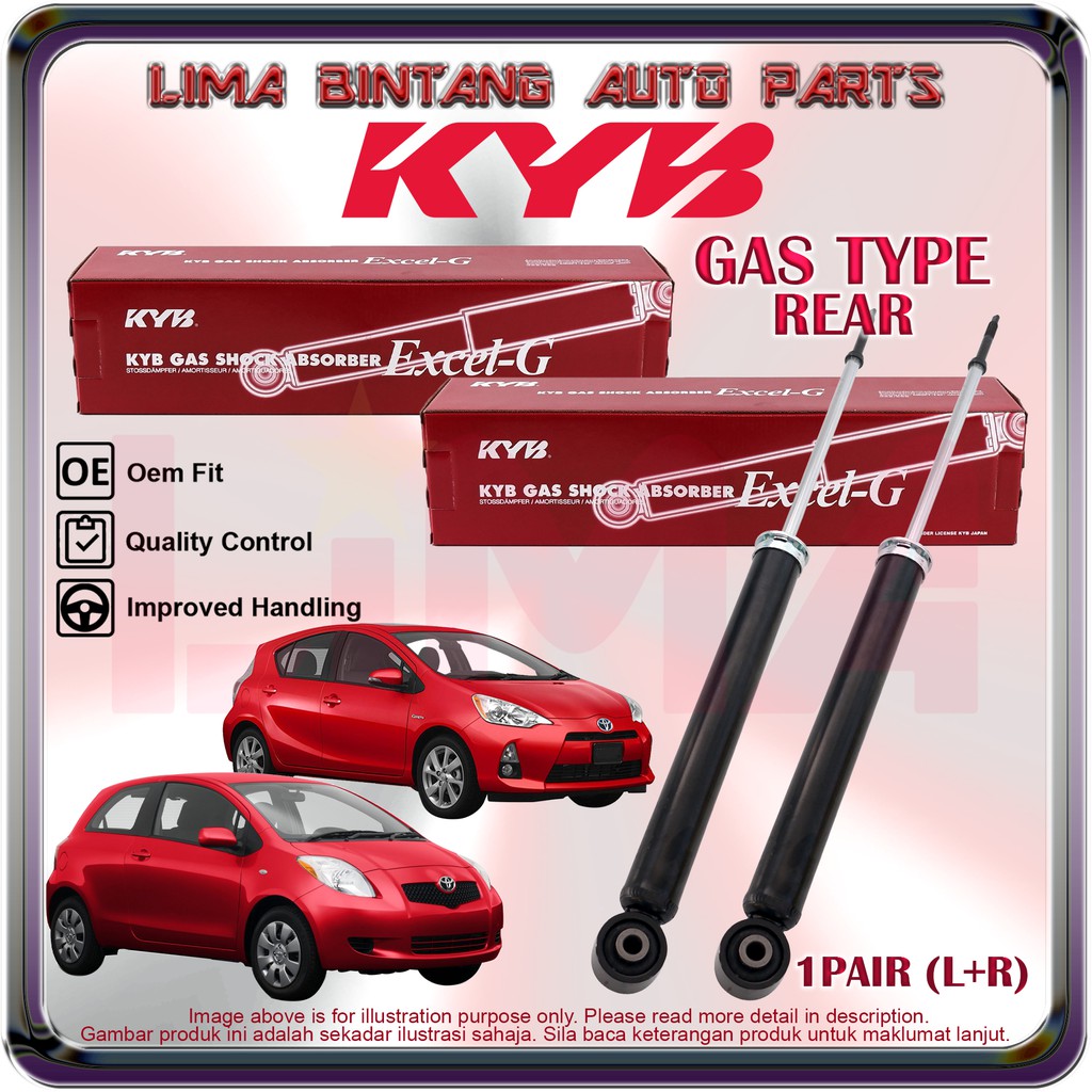 Toyota Prius C , Yaris NCP91 Rear Shock Absorber Gas KAYABA KYB | Shopee Malaysia