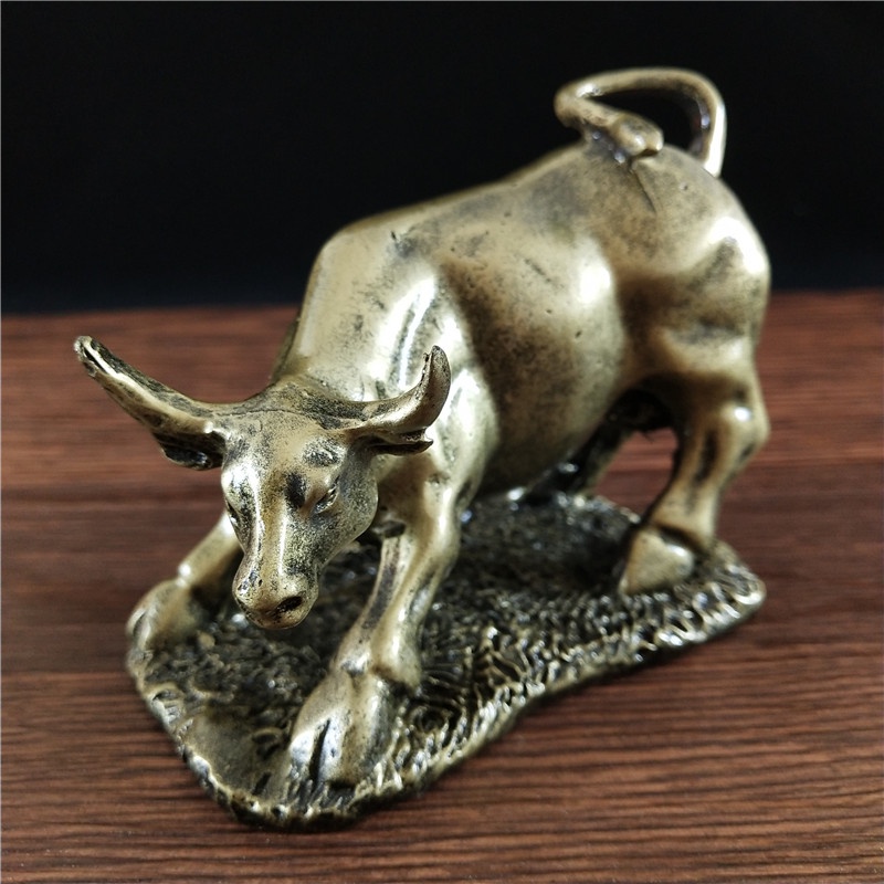 Bronze Bull Statue Ornament Wall Street Cattle Sculpture Charging Stock ...