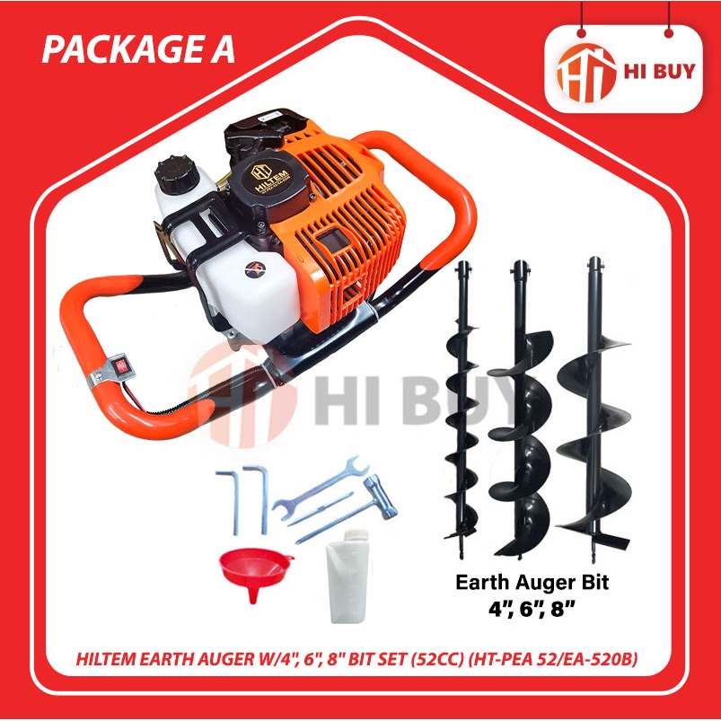 HILTEM EARTH AUGER 2 STROKE W/4", 6", 8" BIT (52CC/64CC)/ H/DUTY/ MESIN ...