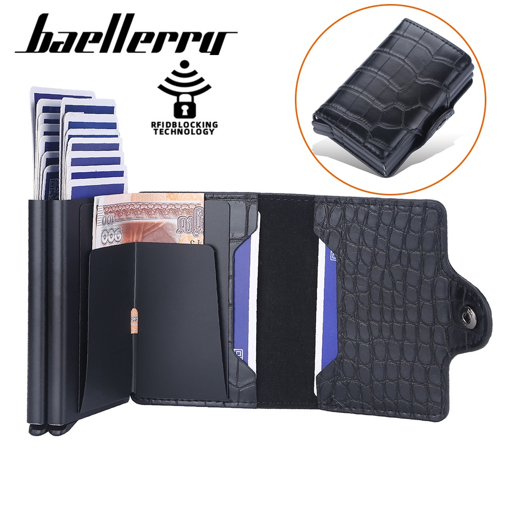 Baellerry RFID Men's Card Holder Wallet Crocodile Pattern Aluminum Card ...