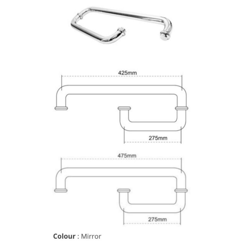 Shower tempered glass door handle, shower handle, Pemegang keluli tahan ...