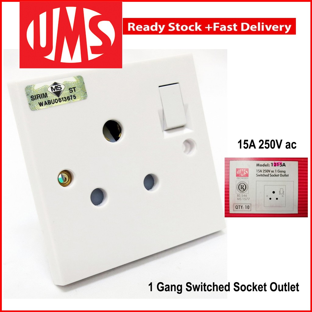 UMS 15A 250V One Gang Switched Socket Outlet🔧 | Shopee Malaysia