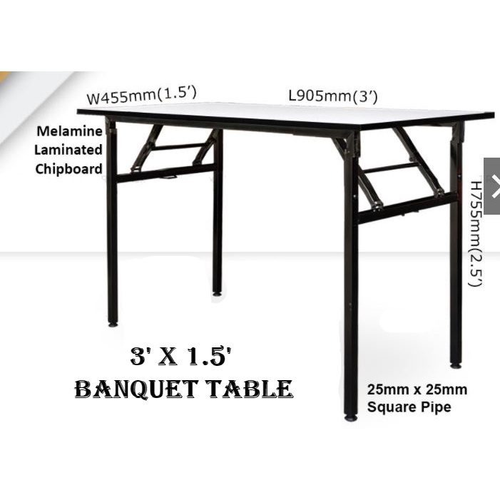 【JFE】3V BANQUET TABLE / TABLE FOLDABLE / RETAURANT TABLE / STUDY TABLE ...