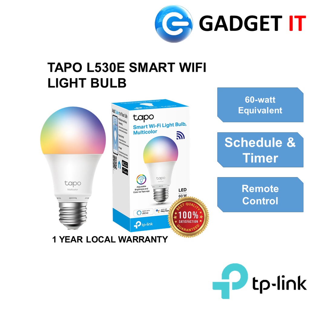 TP-Link Tapo L530E Smart LED Bulb Wifi Multicolor Dimmable E27 Remote Control Schedule On/Off ...
