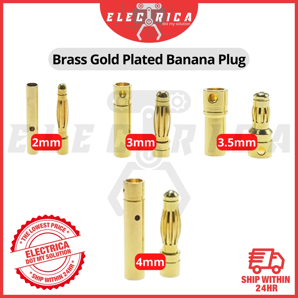2.0mm / 3.0mm / 3.5mm / 4.0mm Banana Gold Connector Bullet Plug For ESC ...