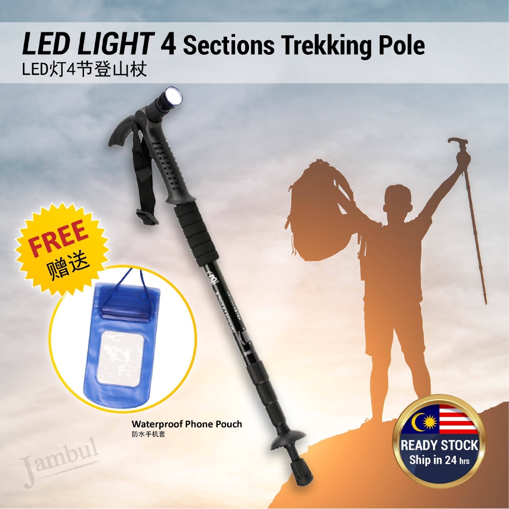 Aluminum Alloy Telescopic LED Light Trekking Pole Tiang Trekking ...