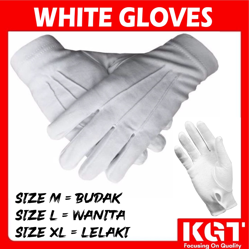 Sepasang Sarung Tangan Putih Kawad Kaki Kokurikulum White Gloves For ...