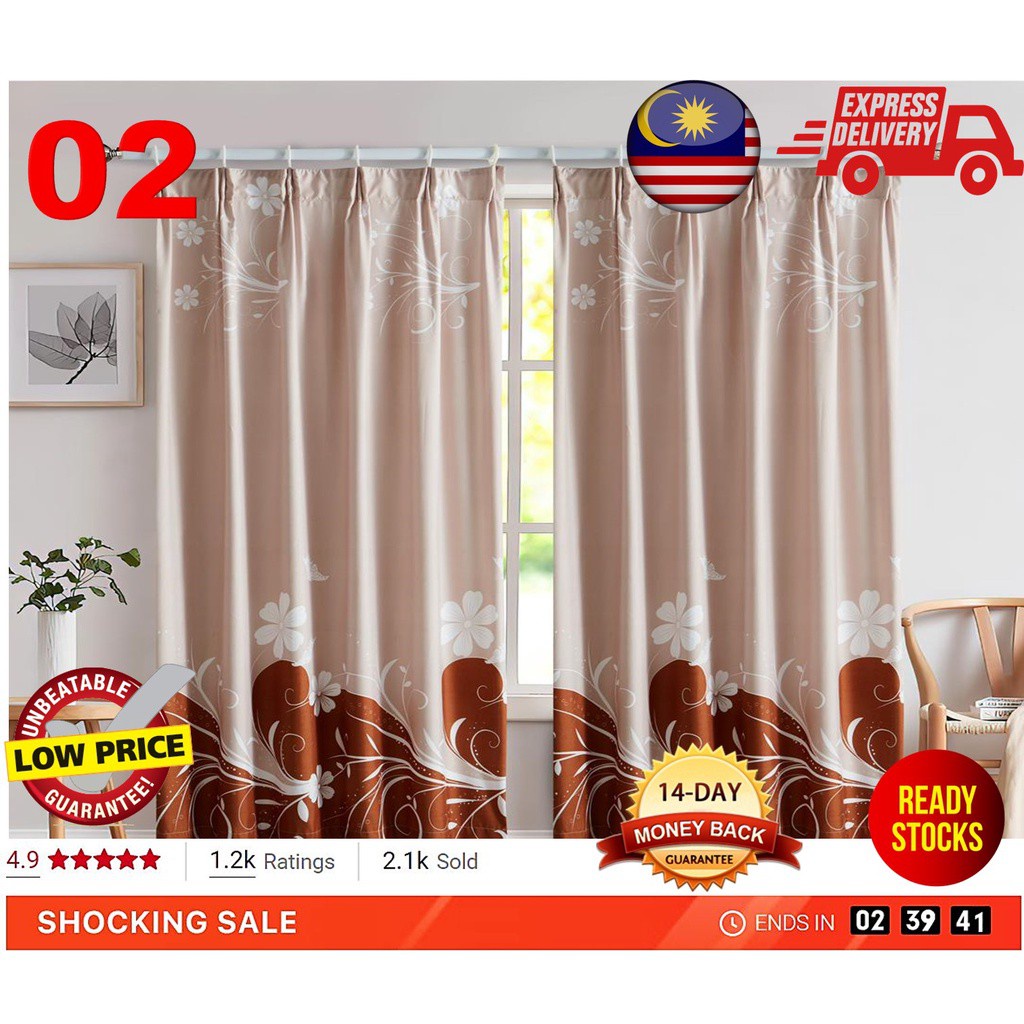 Langsir Tingkap Langsir kain Curtain Tebal Semi Blackout Ready Stock In ...
