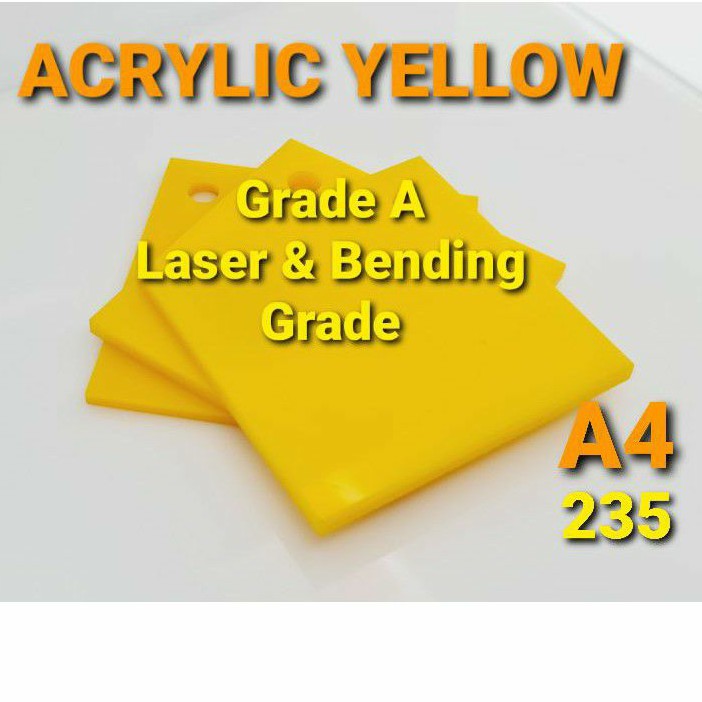 Kepingan Akrilik Kuning/ Acrylic Sheet Colour A4 Yellow 2mm | Shopee ...