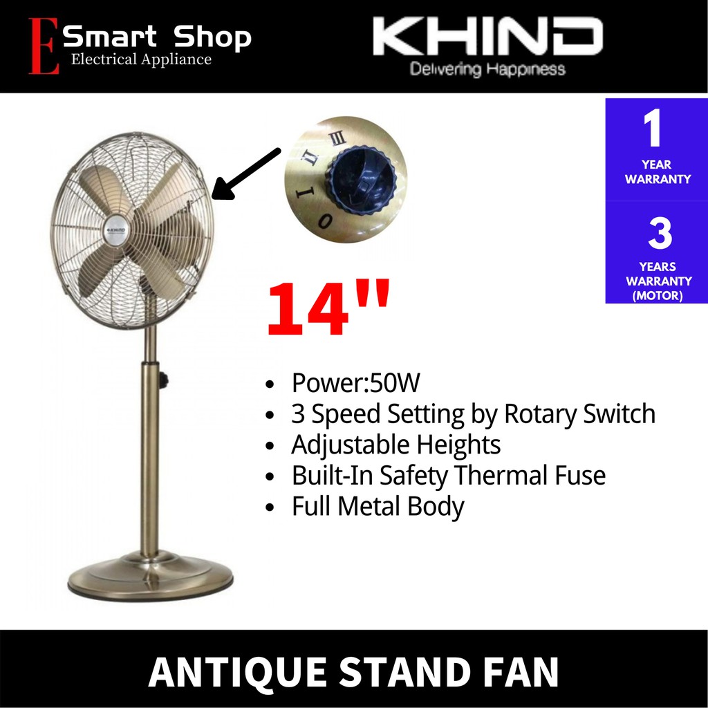 (BUBBLE WRAP) KHIND 14"ANTIQUE STAND FAN MODEL:SF141 | Shopee Malaysia