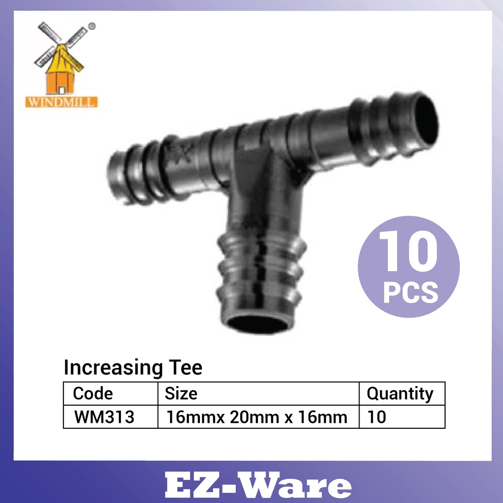 (10pieces) WM313 Increasing Tee 16mm x 16mm x20mm Windmill Irrigation ...