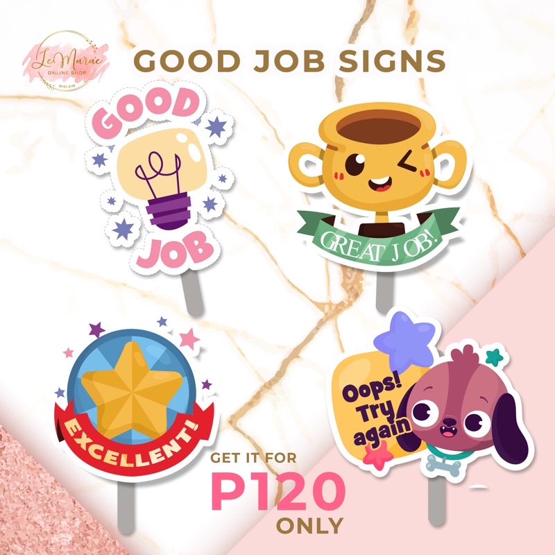 Le Marae Shop - Good Job Signs / Try Again for Online Teachers | Shopee ...