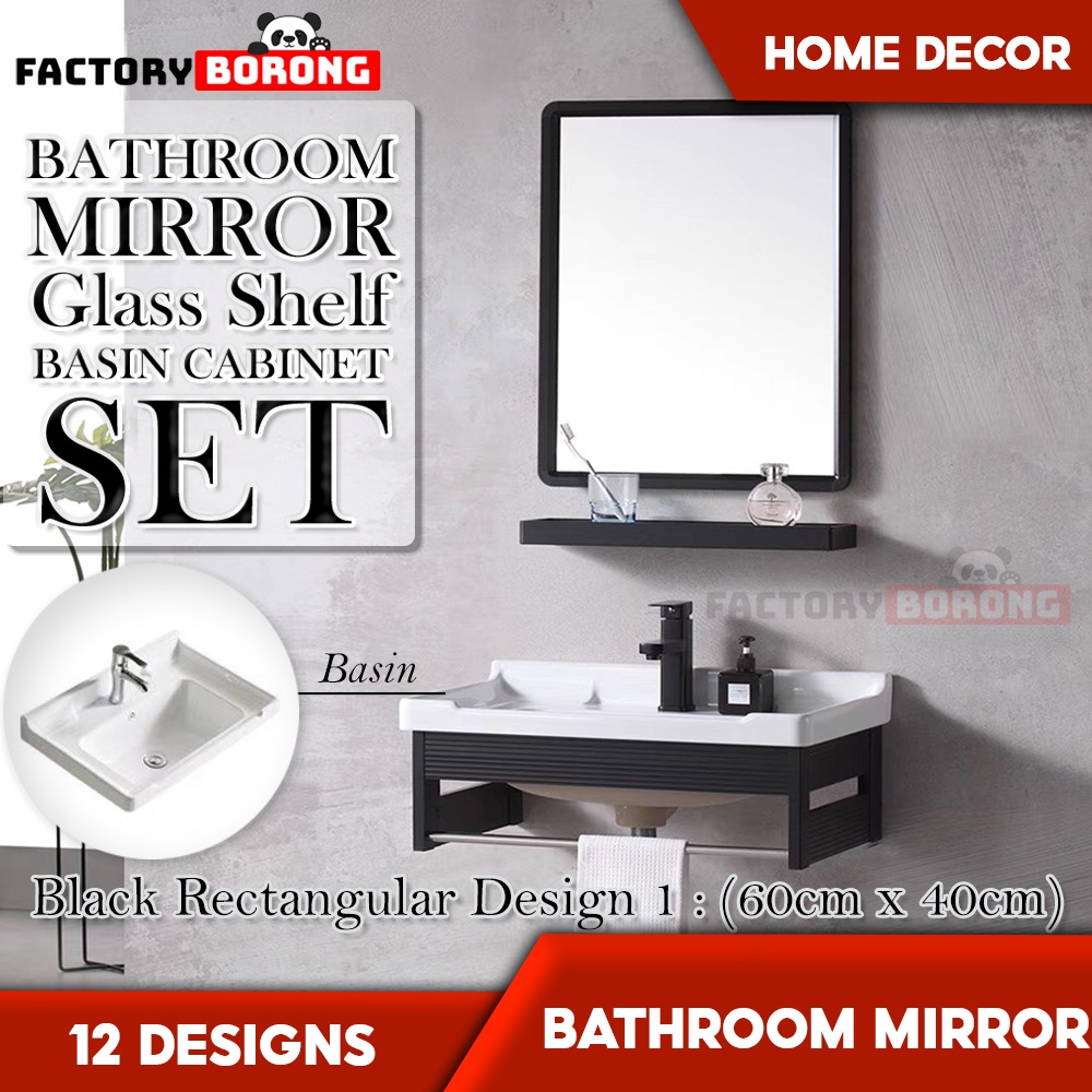 FB ReadyStock Set of 3 Bathroom Mirror Set 005 Bathroom Basin Cabinet ...