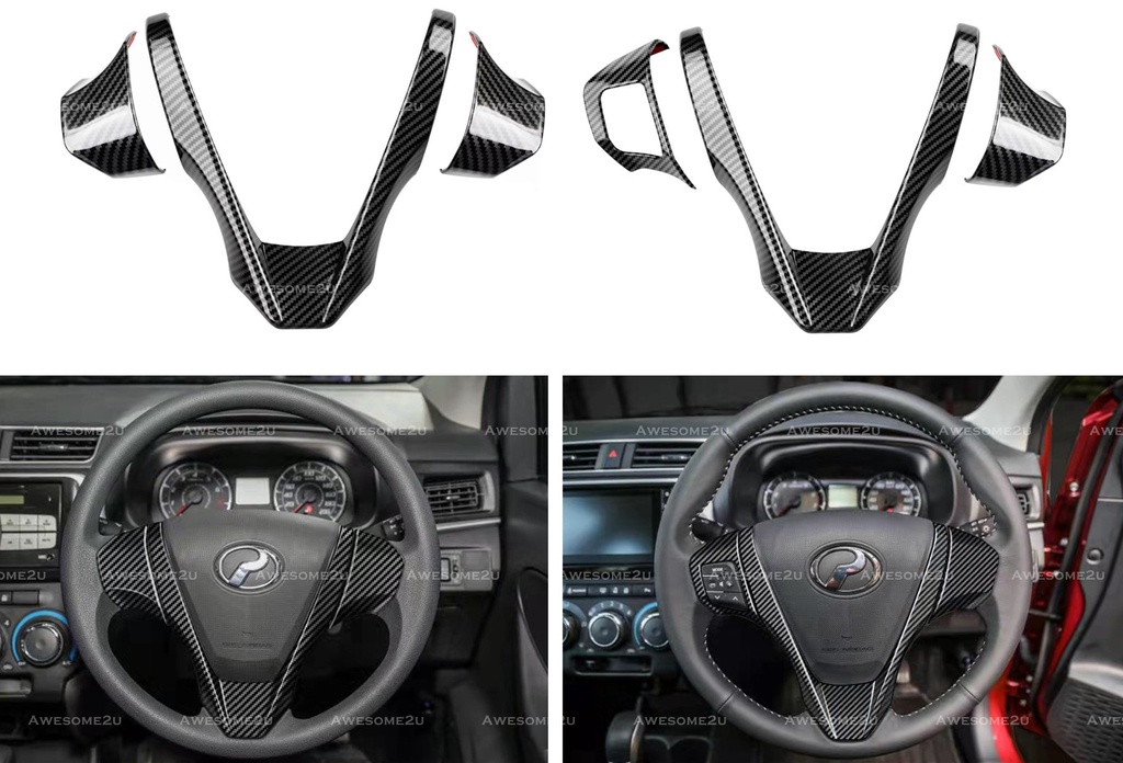 Awesome2u Perodua Axia Bezza Carbon Fiber Steering Wheel Frame Trim ...