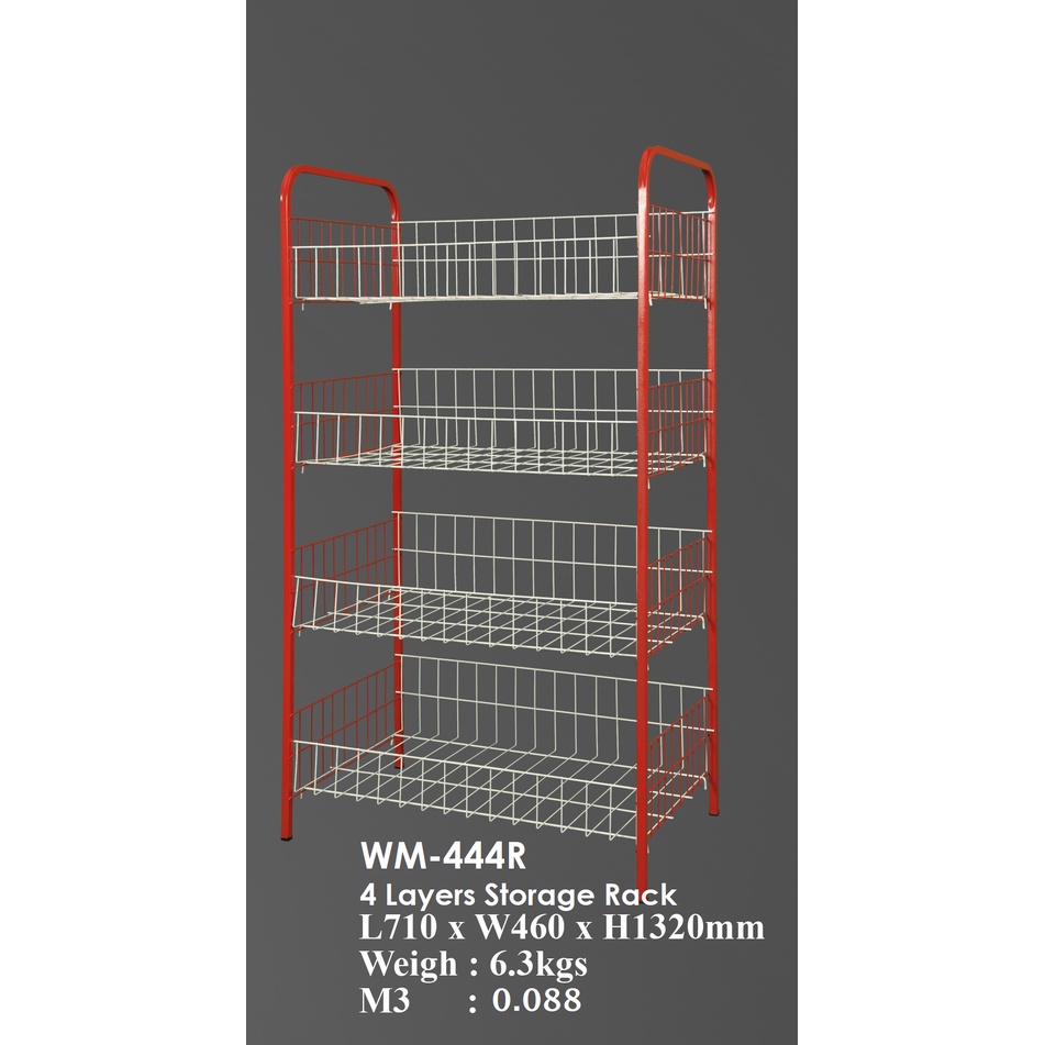 WM-444R 4 Tier Storage Rack/Display Rack/ Multi Purpose Rack/ rak dapur ...