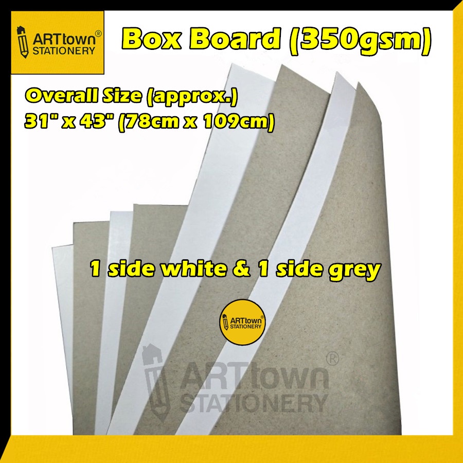 (Box Board 350gsm) Single Side Coated Box Board 31" x 43" (78cm x 109cm ...