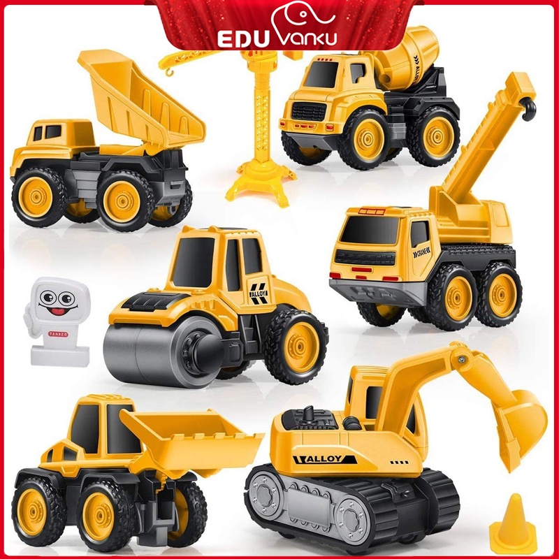 Die-cast Car Construction Truck Toy Boy Kereta Mainan 6 Pack Excavator ...