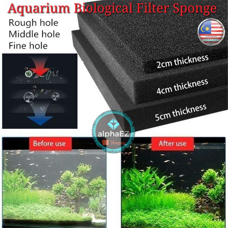 🇲🇾 Aquarium Black Bio Mat Extra Thick Biological Filter Sponge Wool ...