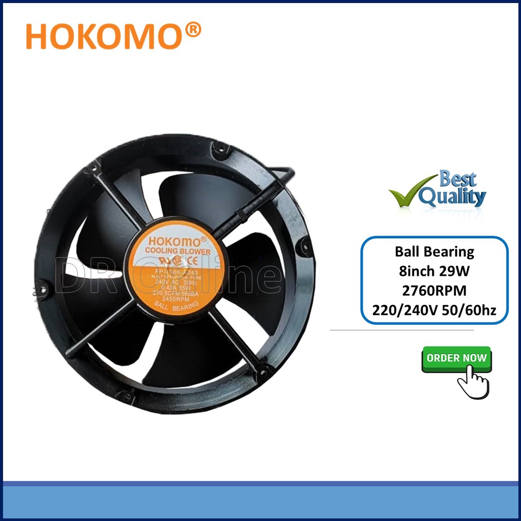 HOKOMO Cooling Blower Fan Axial Fan 8Inch Ball Bearing, 240VAC | Shopee Malaysia