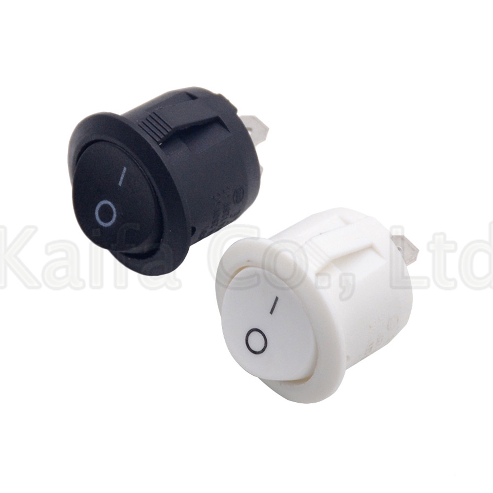 10PCS SPDT Small Round Rocker Switches Black Mini Round Black White 2 ...