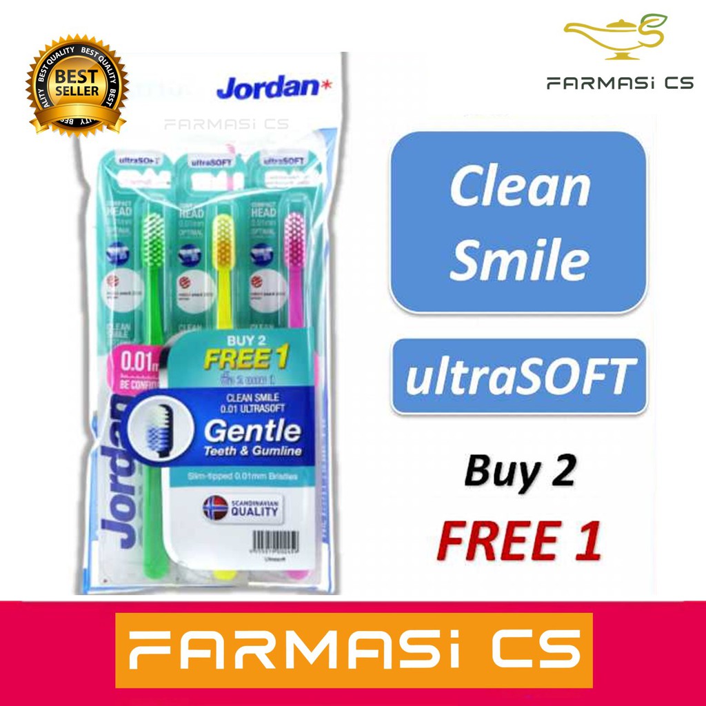 Jordan Adult Clean Smile ULTRASOFT Toothbrush Buy 2 FREE 1 ( TRIPLE ...
