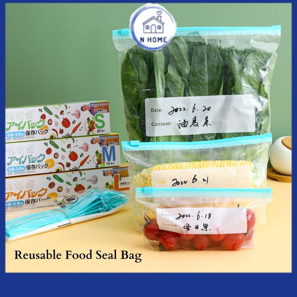 NHOME Food Storage Transparent Food Bag Zip Lock Freezer Resealable ...