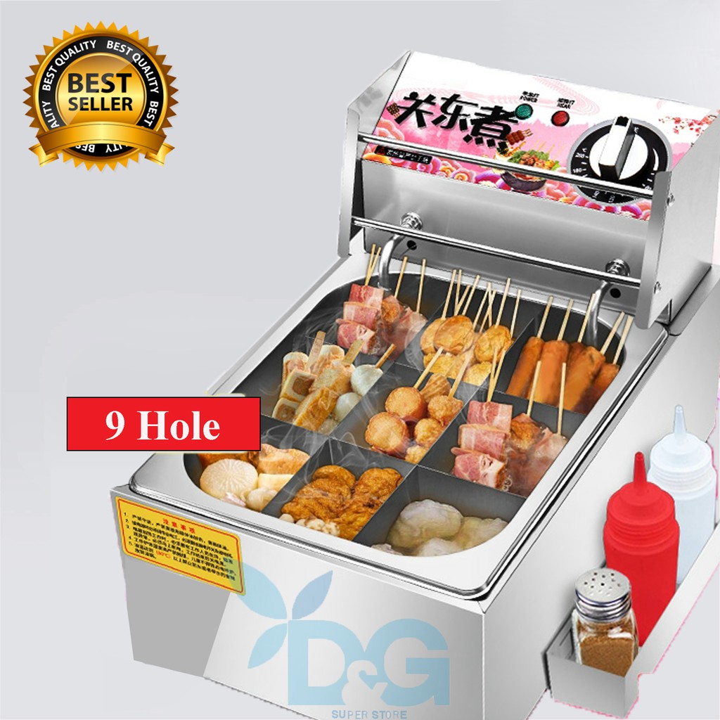 10L Electric Slow Food Boiler 9 Holes Oden Cooker Hotpot Machine ...