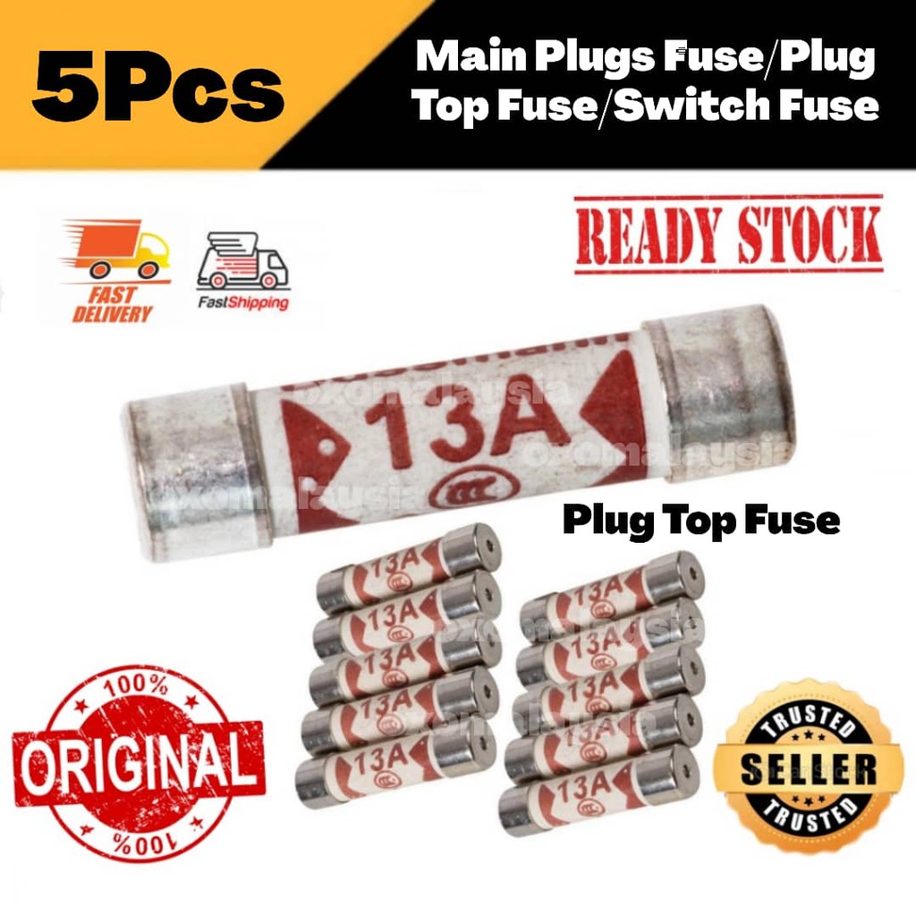 (5Pcs) 2A/3A/5A/10A/13A/15A Main Plugs Fuse/Switch Fuse/Plug Top Fuse ...