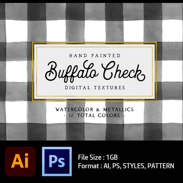 Photoshop / illustrator - Hand Painted Buffalo Check Patterns (Ai, PSD ...