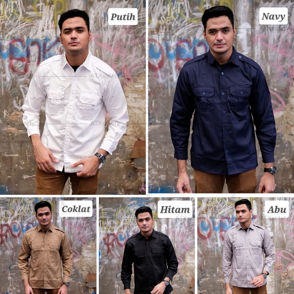 KEMEJA Men's Formal PDH PDL PNS Uniform Tactical Shirt Long Sleeve ...