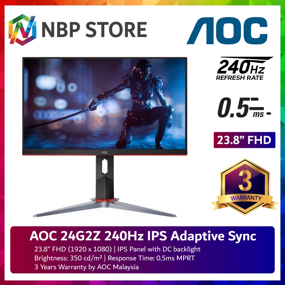 AOC 24G2Z 23.8" FHD 240Hz IPS Adaptive Sync Gaming Monitor | Shopee ...