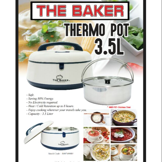 THE BAKER - Multi Functional Thermal Cooking Pot 3.5 Liter Stainless ...