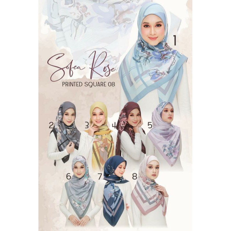 🔥Ready Stock🔥 Tudung Bawal Square Sofea Rose with Diamond | Shopee Malaysia