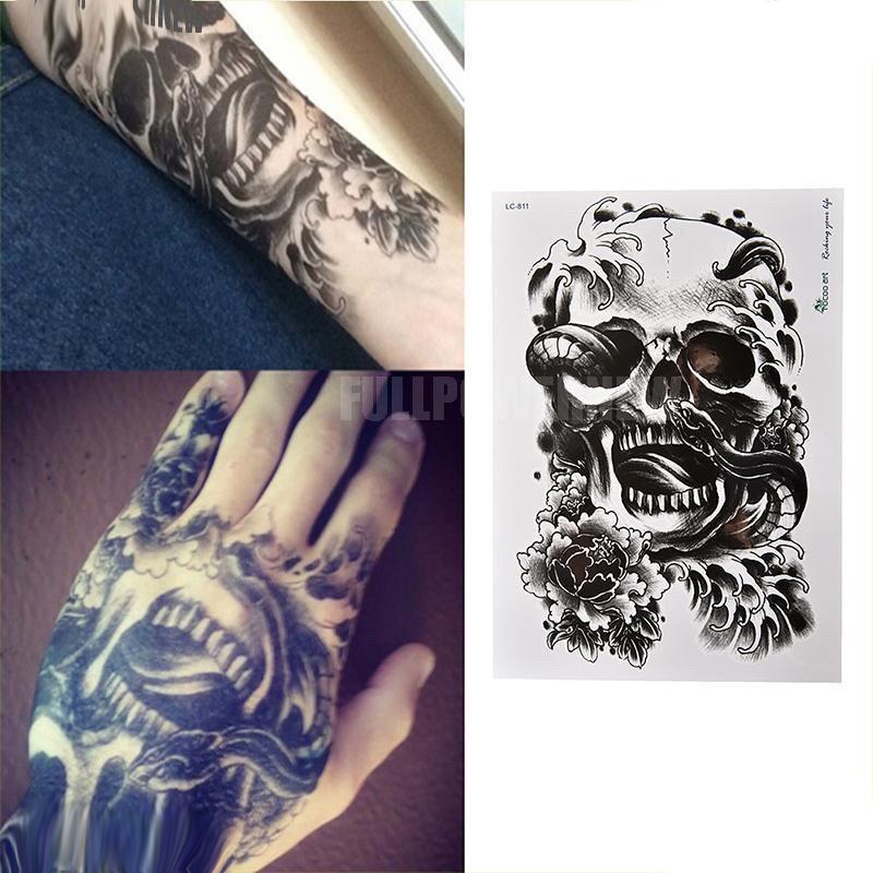 Temporary Tattoo Sticker Skull Tattoo - Temporary tattoo | Shopee Malaysia