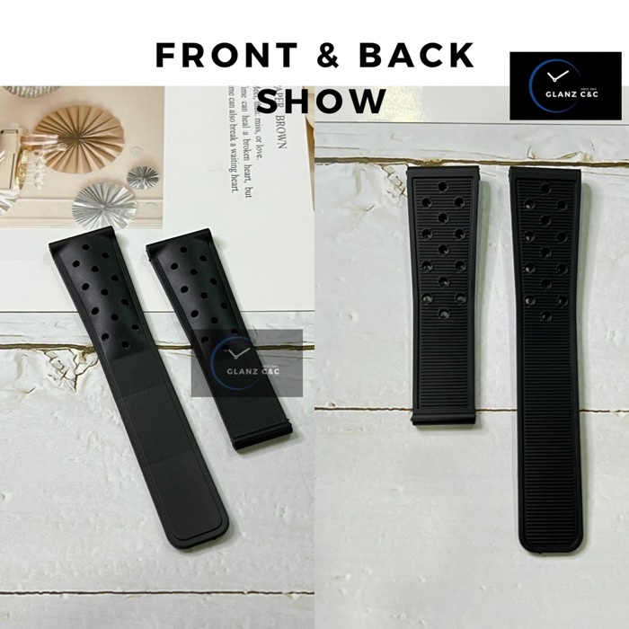 Tagone Hole Design Smooth Silicone Rubber Strap 22mm 通用硅胶表带 Tali jam ...