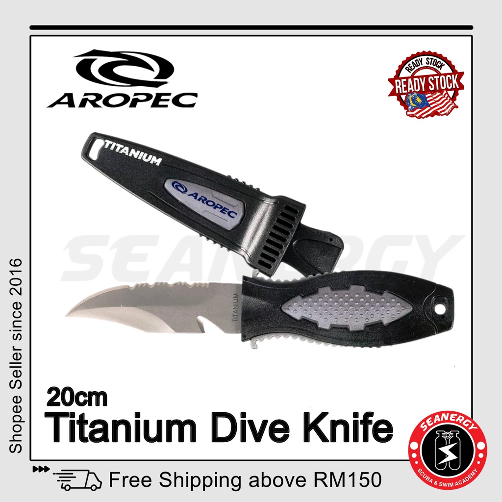 Aropec Titanium Dive Knife Line Cutter for Scuba Diving Spearfishing ...