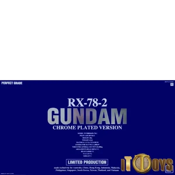 Bandai Gunpla PG 1/60 Scale Mobile Suit Gundam RX-78-2 Gundam Chrome ...