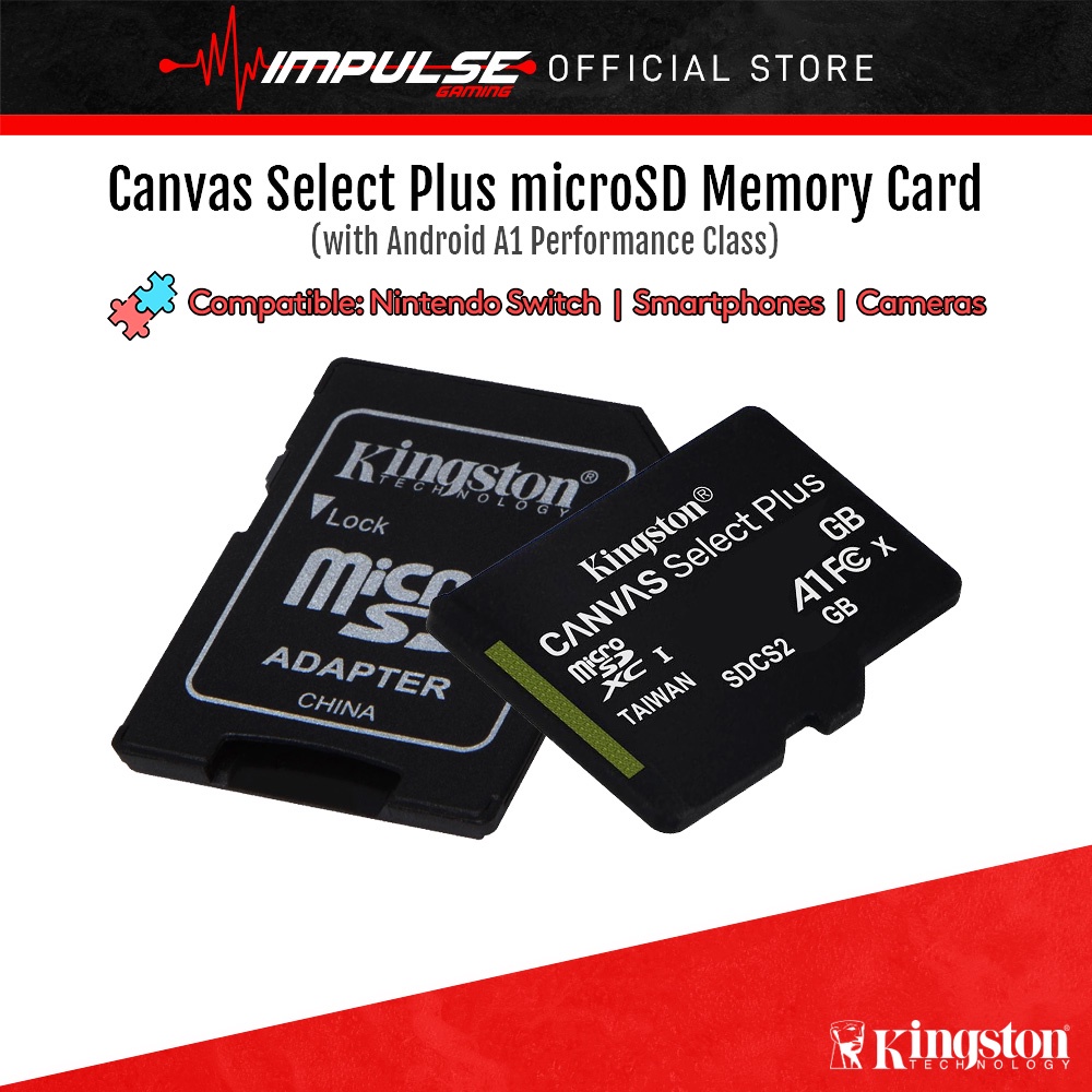 Kingston Canvas Select Plus 100R MicroSD 100MB/s Class 10 UHS-I Card SDCS2 - 32GB-256GB Memory ...