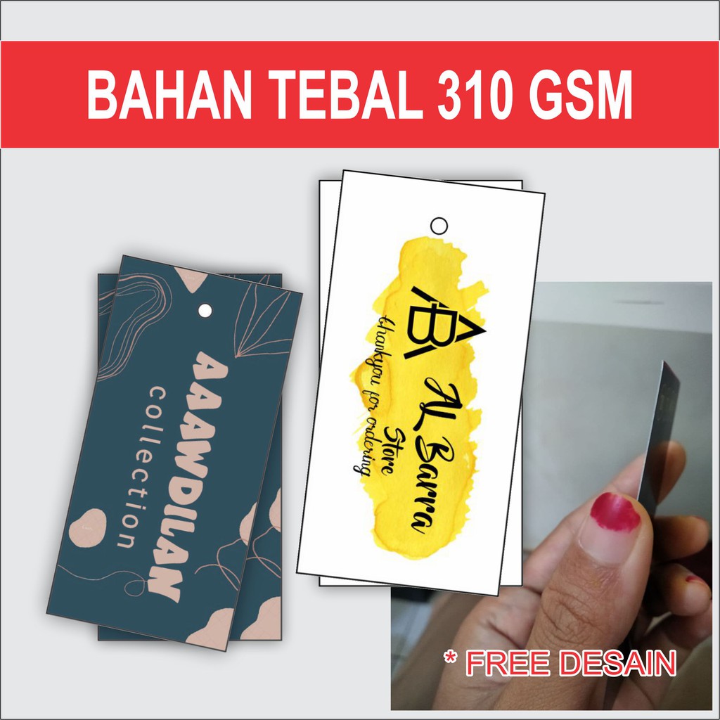 (MIN 100) Hangtag 3x7cm Label Clothes Pants Hijab Custom Design Hang ...