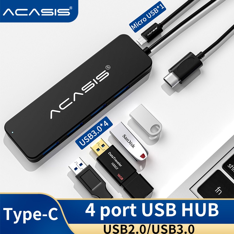 ACASIS USB Hub 3.0 4 Port Splitter Adapter High Speed Type C 5Gbps ...
