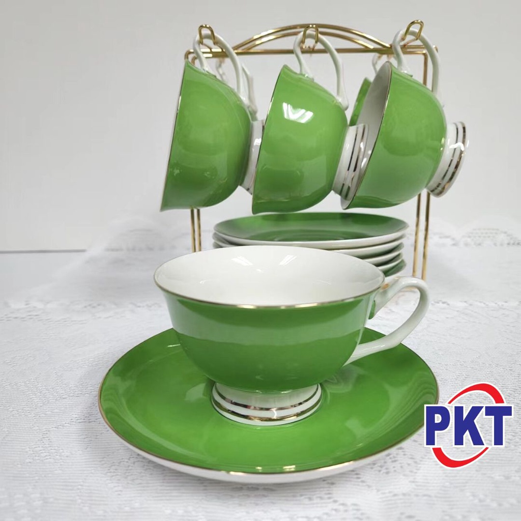 13PC CUP & SAUCER PORCELAIN 220ML // CAWAN & PIRING PORCELIN CERAMIC ...