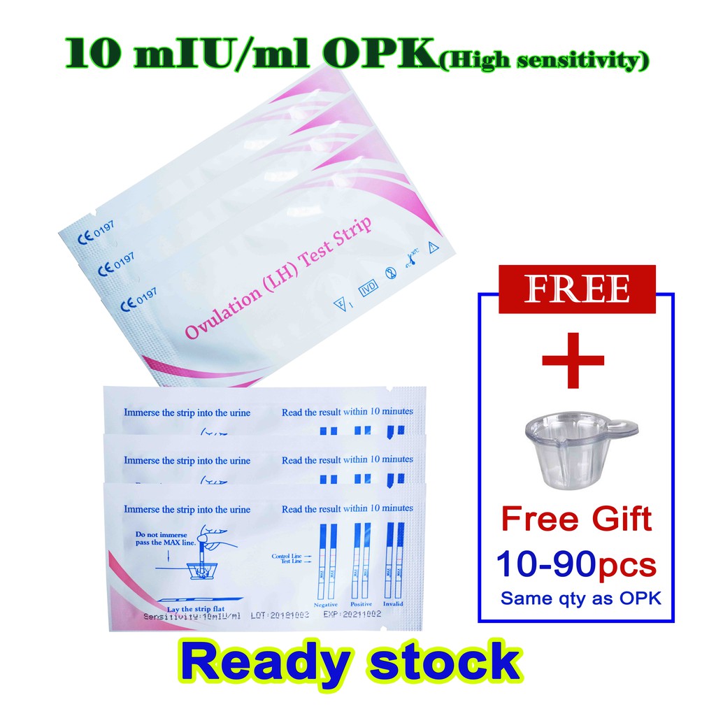 10-90pcs 10mIU OPK/LH ovulation urine test strip + 10-90pcs urine cups ...