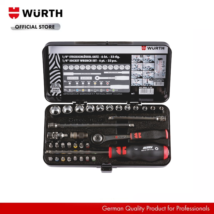 Wurth 1/4 Inch Socket Wrench Assortment Hexagon 33PCS | Shopee Malaysia