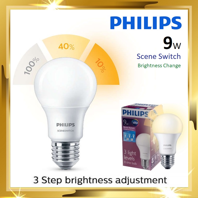 PHILIPS 9w Scene Switch Brightness Change LED Bulb Daylight 6500k ...