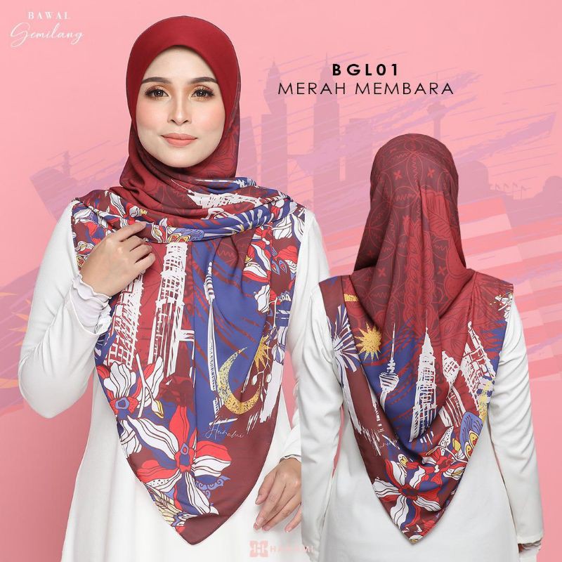 (Ready Stock) Bawal Gemilang Merdeka Hanami (Merah Membara) | Shopee ...