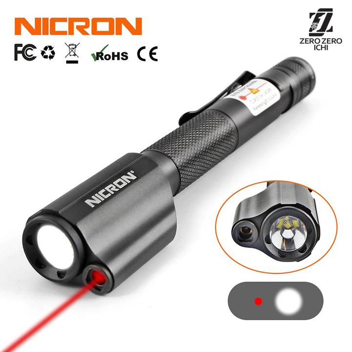 [NEW] NICRON Mini Pen Style Flashlight With Red Laser For Guide Use ...